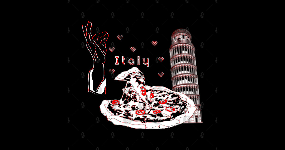 Iconic Italy Design with Pizza and Pisa - Pizza And Pisa - Sticker ...