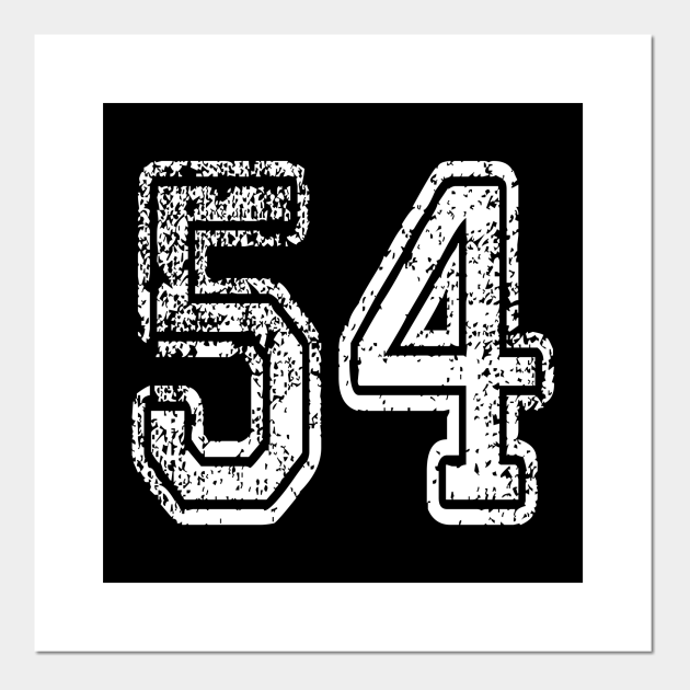 Number 54 Grungy in white - 54 - Posters and Art Prints | TeePublic