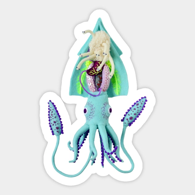 Anatomy of Blue Squid - Squid - Sticker | TeePublic