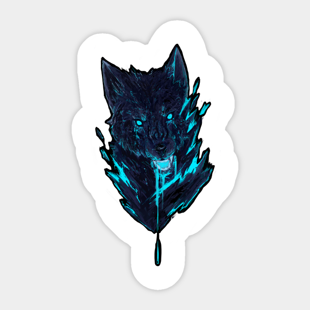 Blue wolf (background) - Wolf - Sticker | TeePublic