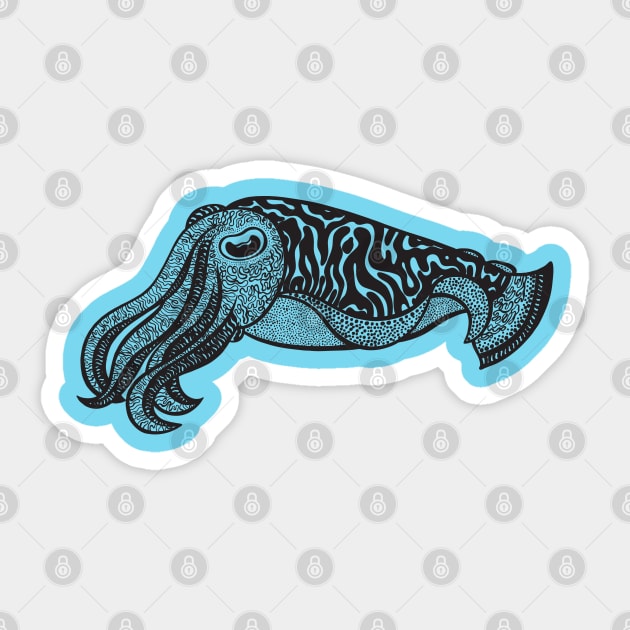 Cuttlefish - hand drawn marine animal design - Cuttlefish - Sticker ...