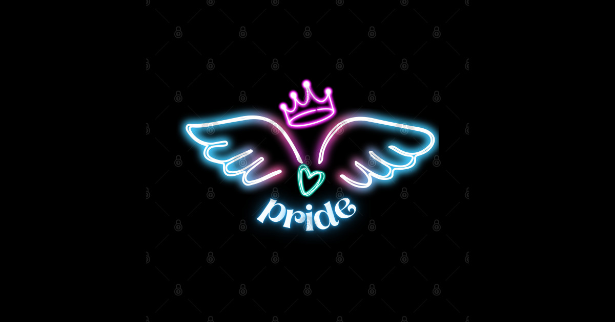 Neon Angel Wings Pride - Angel Wings - Sticker | TeePublic