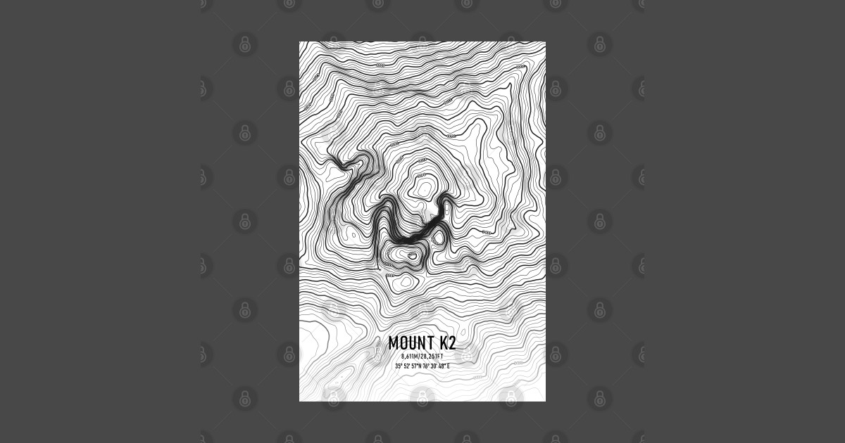Mount K2 Topographic Map - Mountain - T-Shirt | TeePublic
