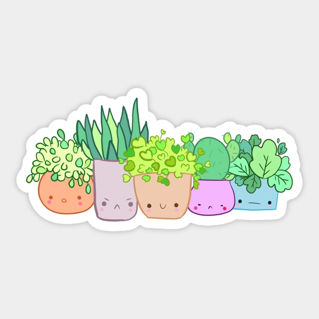 cartoon plants - Cute Plants - Sticker | TeePublic