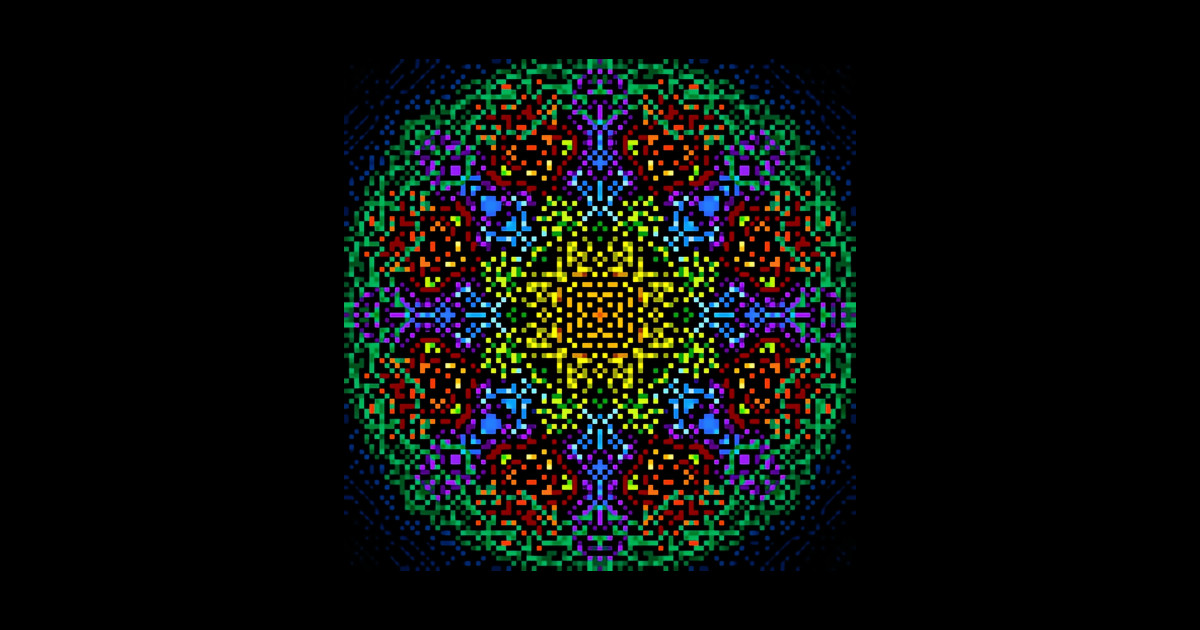 Vibrant Pixel Art Mandala Design - Pixel Mandala - Sticker | TeePublic