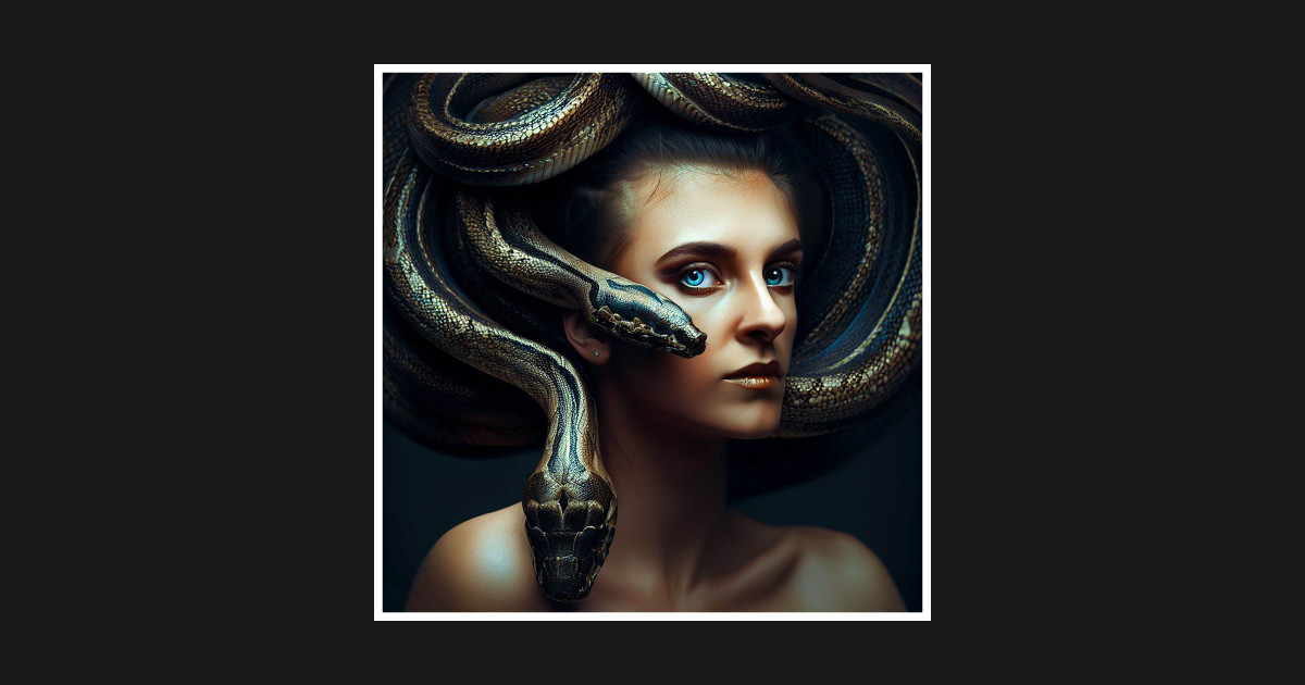 woman with snakes - Woman With Snakes - T-Shirt | TeePublic