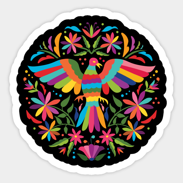 Mexican Otomí Circle Design (Black Background) - Mexican Otomi Design ...
