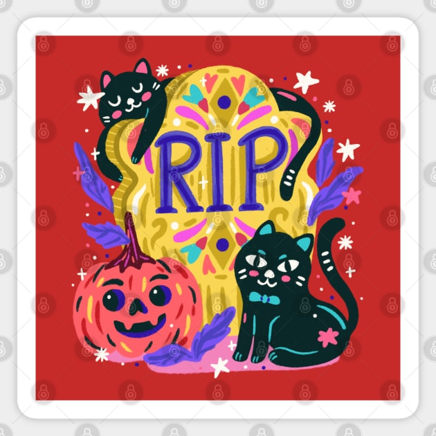 Cat Spooky RIP Halloween - Cat Spooky Rip Halloween - Sticker | TeePublic