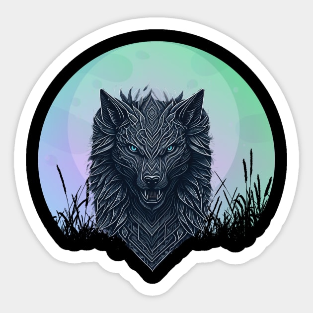 Tribal Wolf Moon - Wolf - Sticker | TeePublic
