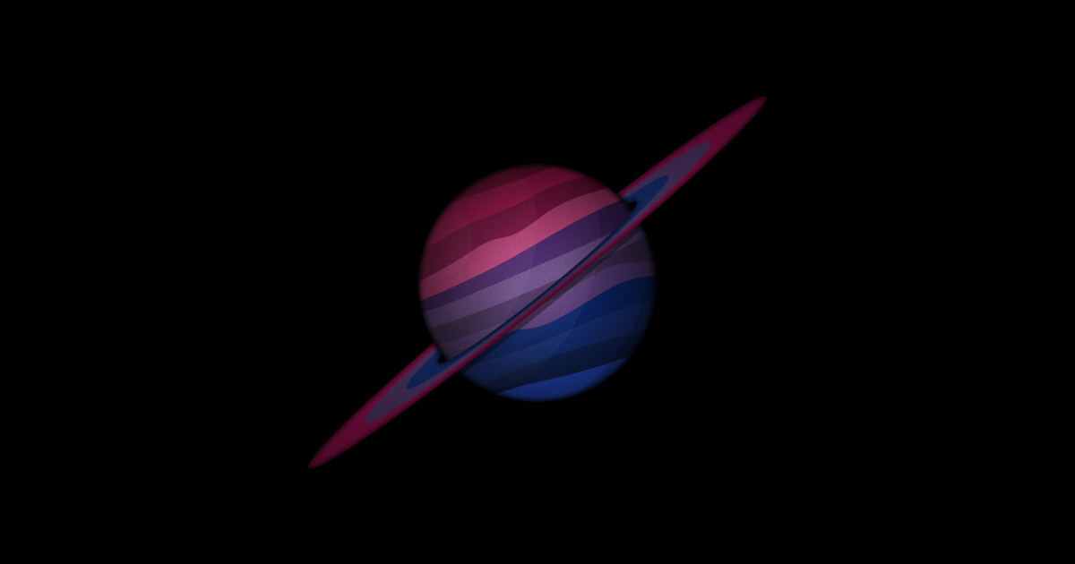 Planet and Rings in Bisexual Pride Flag Colors - Bi Pride - Sticker ...