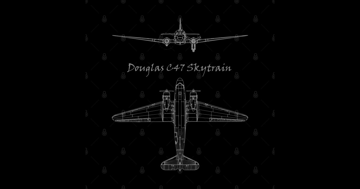 Douglas C-47 Skytrain Airplane Blueprint - Douglas C 47 - Sticker ...