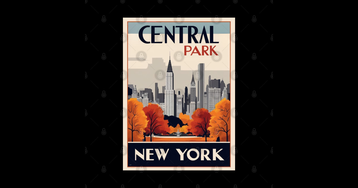 A Vintage Travel Illustration of Central Park - New York - United ...
