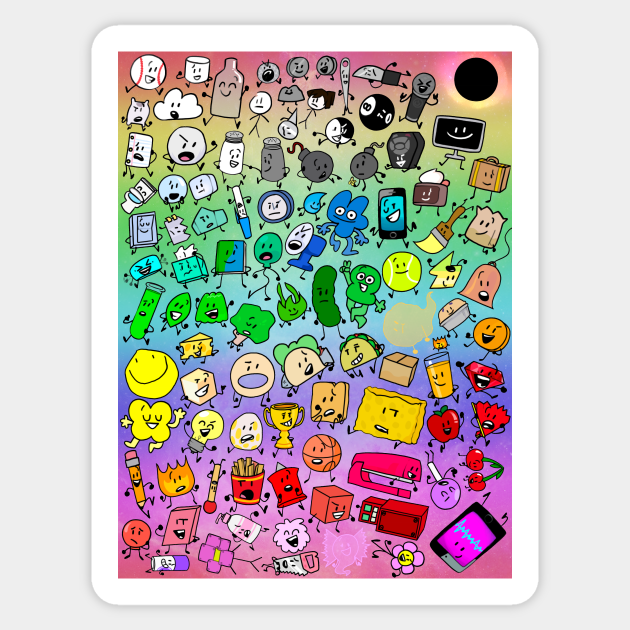 BFDI Inanimate Insanity All Characters (Rainbow) - Bfb - Sticker ...
