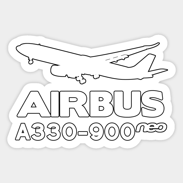 Airbus A330-900neo Silhouette Print (White) - A339 - Sticker | TeePublic