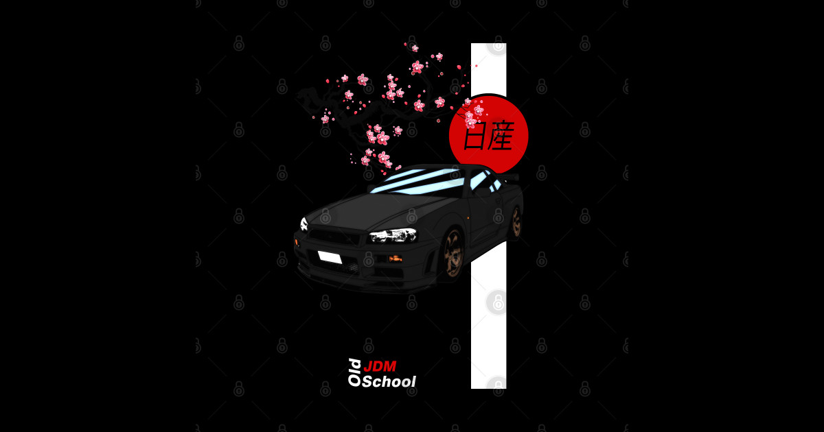 JDM R34 Black Red Sun Edition - Nissan Skyline Gtr R34 - Baseball T ...