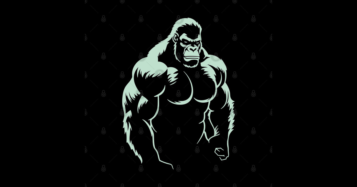 Ripped Gorilla Muscle Ape - Gorilla - Sticker | TeePublic