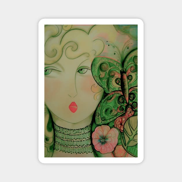 WOODLAND FAIRY ART DECO DOLLY GIRL - Floral - Magnet | TeePublic