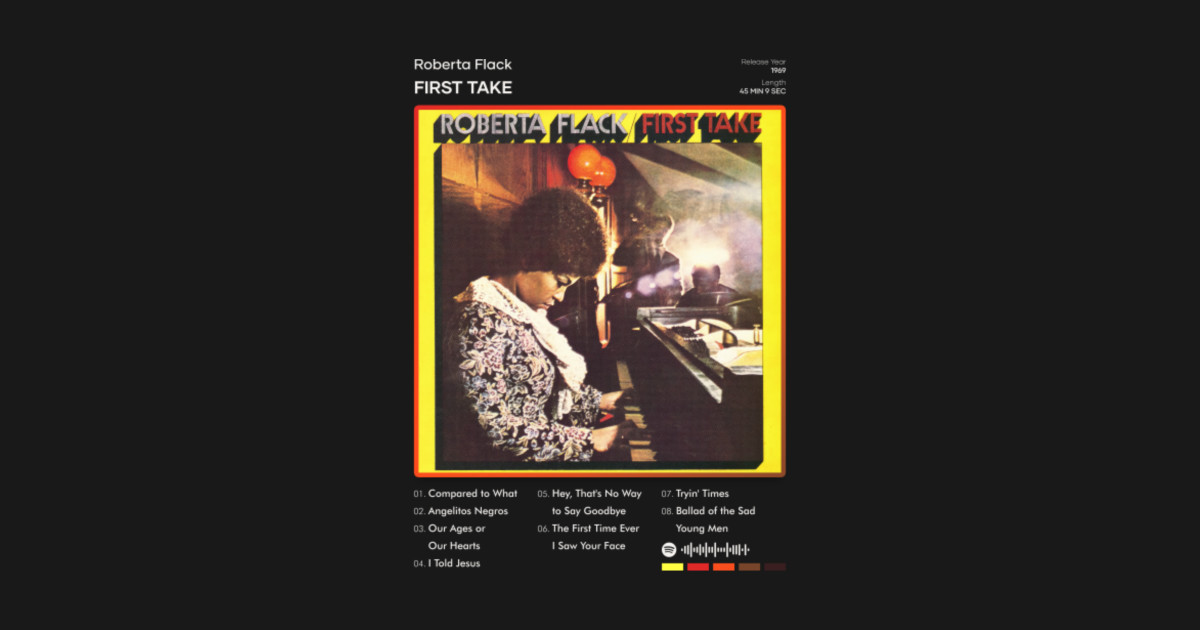 Roberta Flack - First Take Tracklist Album - Roberta Flack - T-Shirt ...
