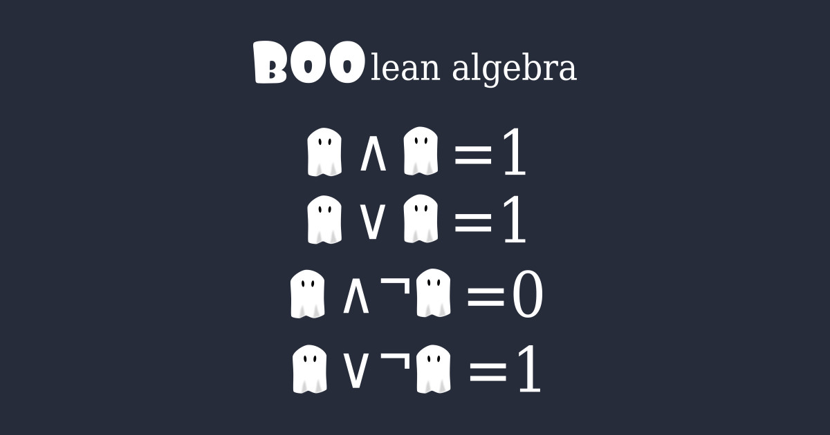 Boo-lean Algebra - Funny Math - T-Shirt | TeePublic