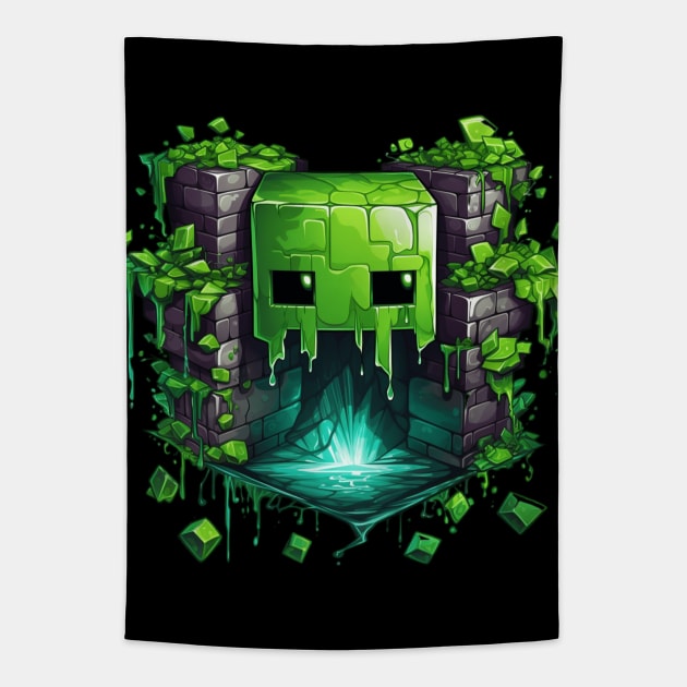 Minecraft Creeper Voxel Monster Cave - Minecraft - Tapestry | TeePublic