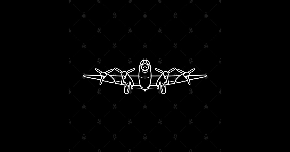 Lancaster bomber WW2 combat aircraft outline (white) - Lancaster ...