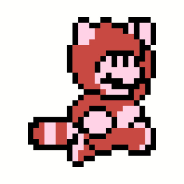Pixel raccoon Mario - Video Games - T-Shirt | TeePublic