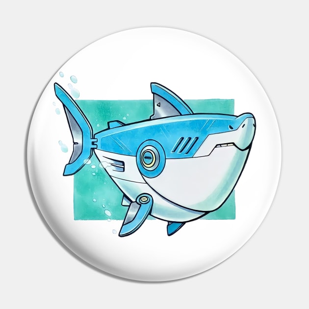 robo shark - Robot - Pin | TeePublic