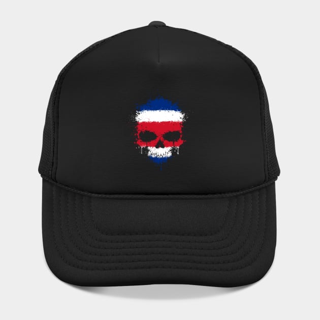 Chaotic Costa Rican Flag Splatter Skull - Costa Rica - Hat | TeePublic