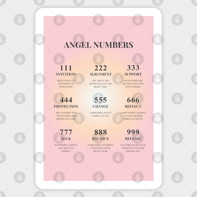 Angel Numbers Chart Pink and Orange Aura - Pink Aura - Sticker | TeePublic