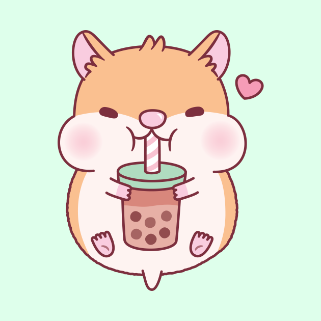 Cute Chubby Hamster Loves Bubble Tea - Cute Hamster - Pin | TeePublic