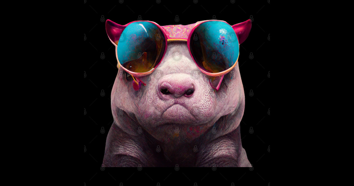creature,photorealistic scary pig with pierced nose and sunglasses 8k ...