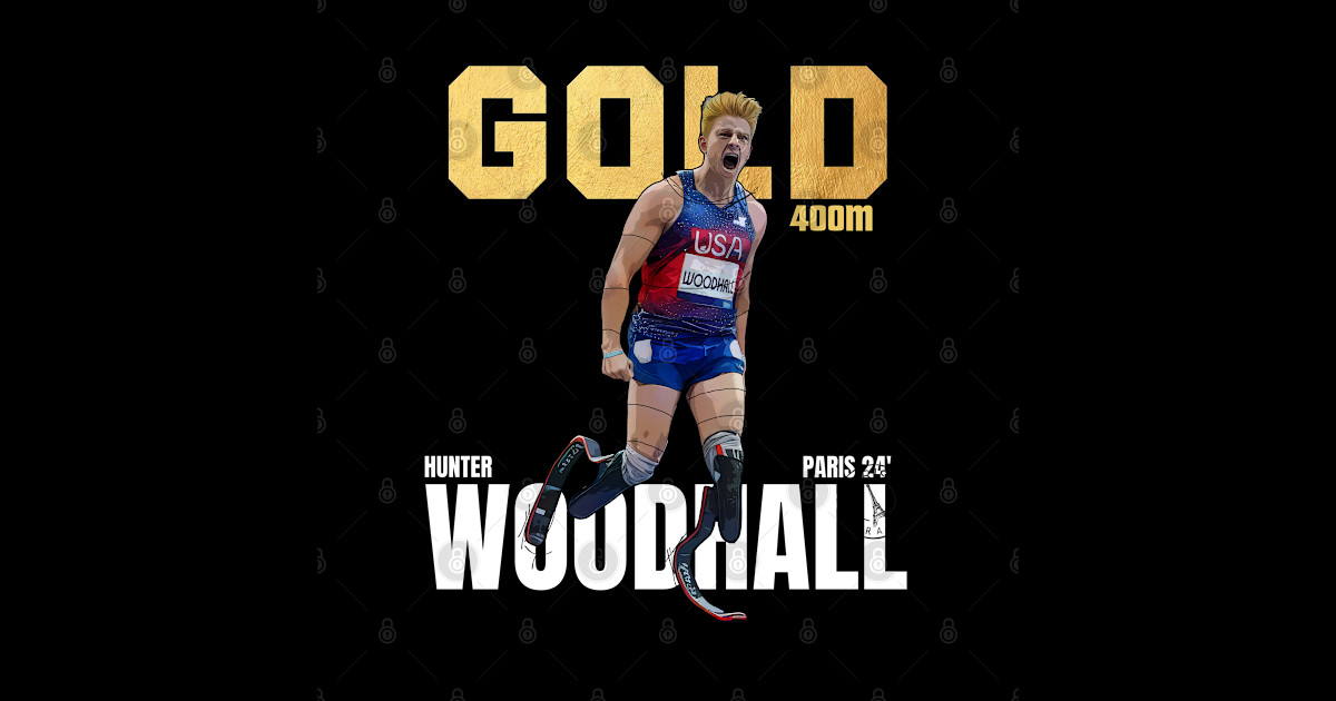 paris 2024 Hunter Woodhall runner 400M gold Medalist Cartoon - Hunter ...