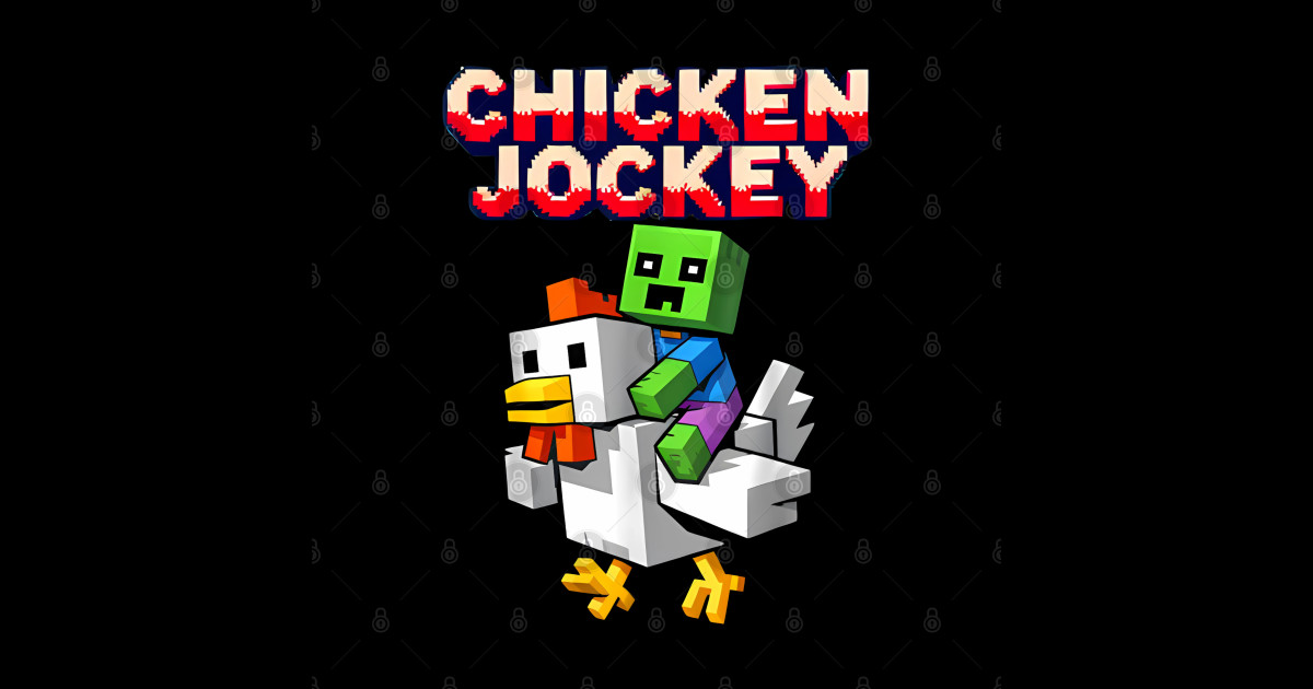 Chicken Jockey Zombie Pixel Art Zombie Gamer Funny Tee - Chicken Jockey ...