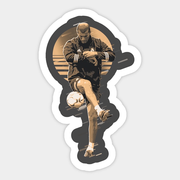 zinedine zidane retro - Zidane - Sticker | TeePublic