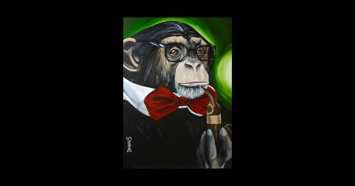 funny painting of monkey, professor chimpo, animal art, surrealism ...