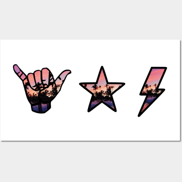 sunset shaka, star and lightning sticker pack - Aesthetic - Posters and ...