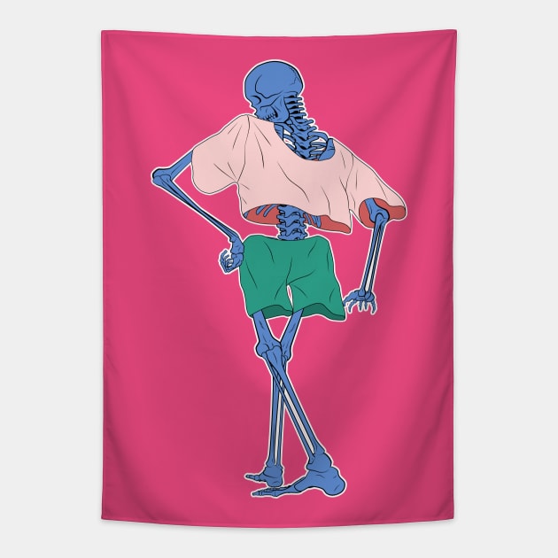 Blue Skeleton Pose Walking Sassy Skeleton - Sassy Skeleton - Tapestry ...