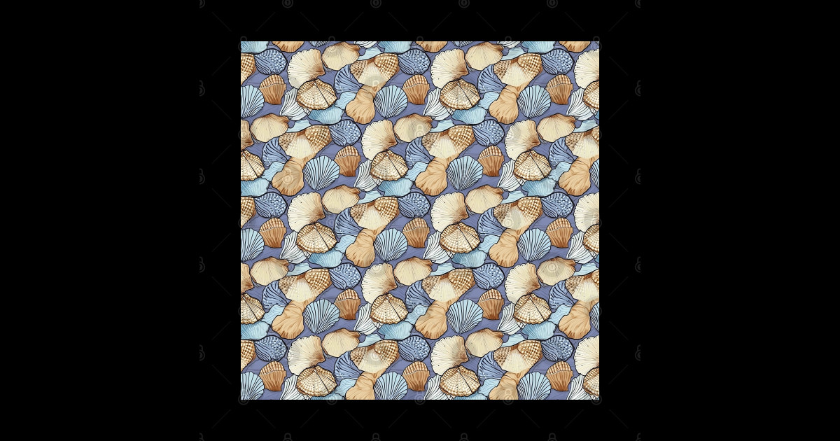 Seashell Seamless Pattern Sea Shell Clam Beach Seashore Sand Marine ...