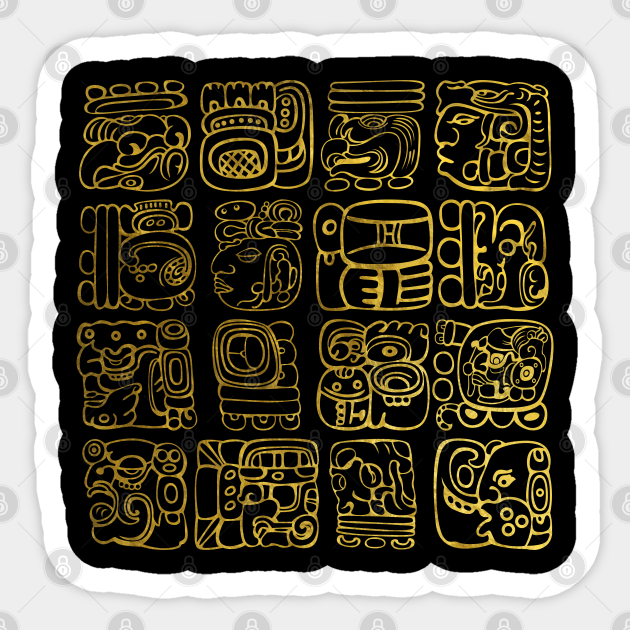 Mayan and aztec glyphs gold on vintage texture - Mayan Simbols ...