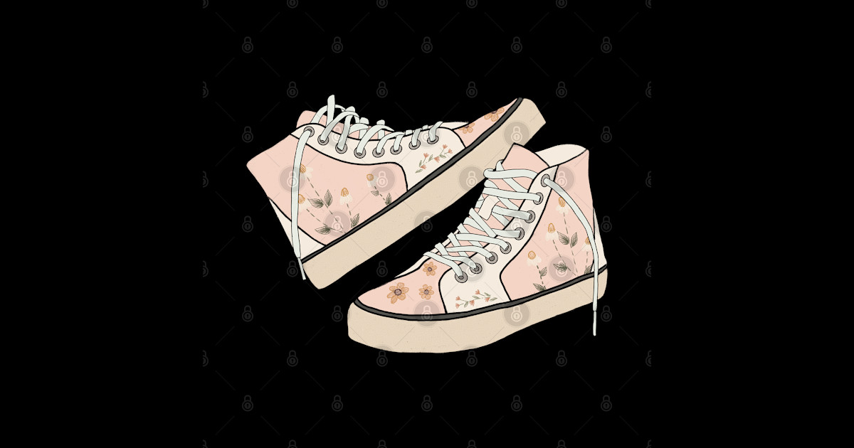 Floral Cottagecore High tops - Floral - Sticker | TeePublic