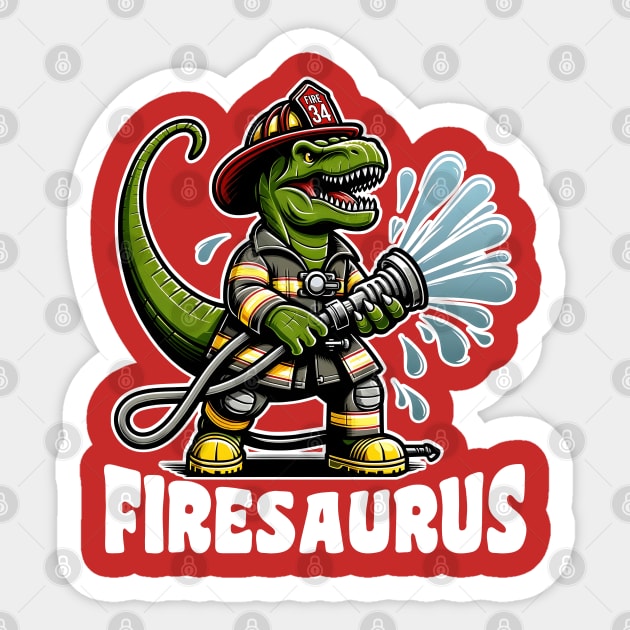 Firesaurus Dinosaur Firefighter - Firefighter - Sticker | TeePublic