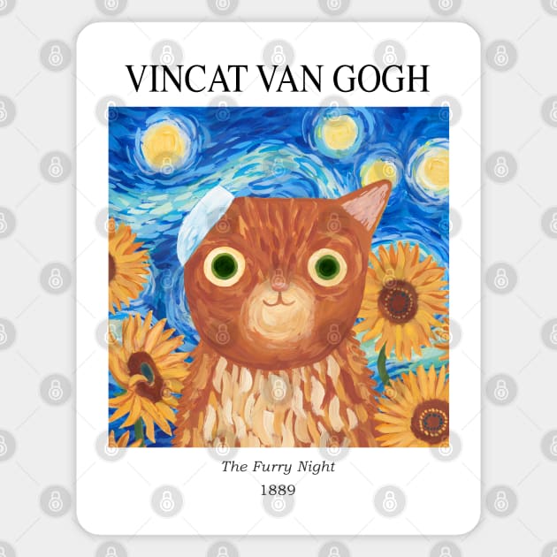 Vincat Van Gogh - Starry Night Cat - Sticker | TeePublic