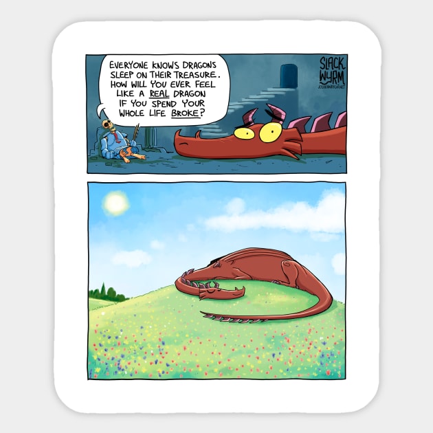 Slack Wyrm #179 - Treasure - Dragons - Sticker | TeePublic