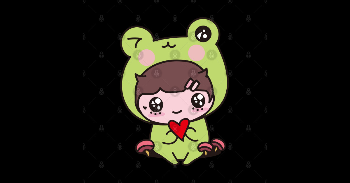 cute frog, cosplay frog, kawaii frog cartoon - Frog Girl - Sticker ...