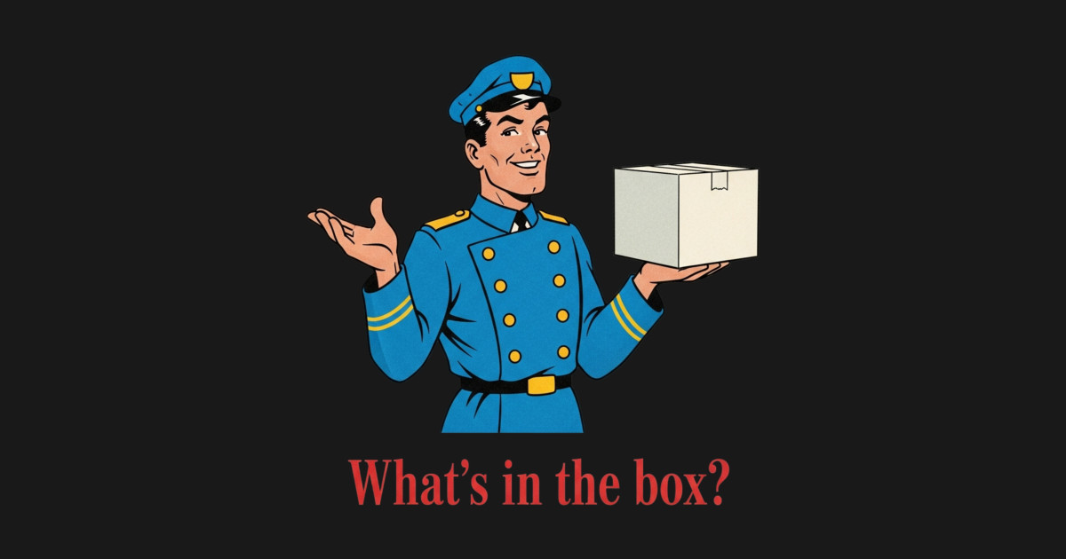 Retro What's in the box? Funny Bellhop with Box Awesome Present - Retro ...