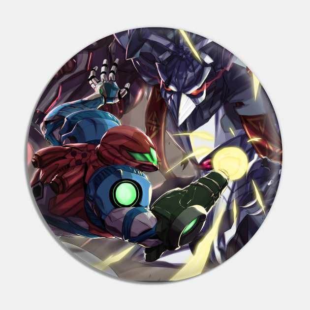 Samus Vs. Raven Beak - Metroid - Pin | TeePublic