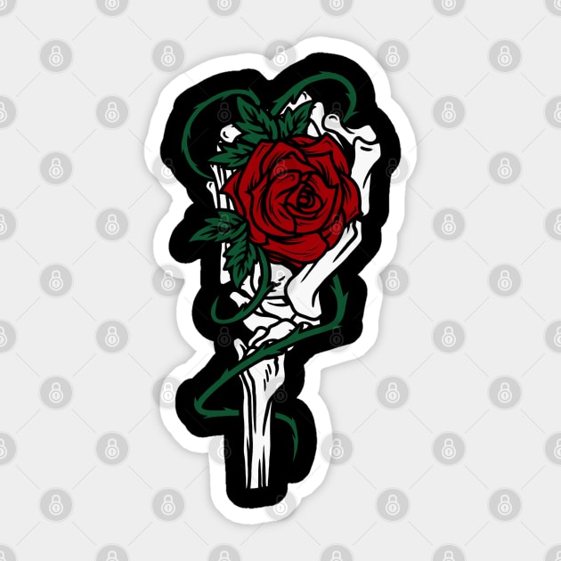 Dark Rose in Bones - Aesthetic dark lover's - Rose - Sticker | TeePublic