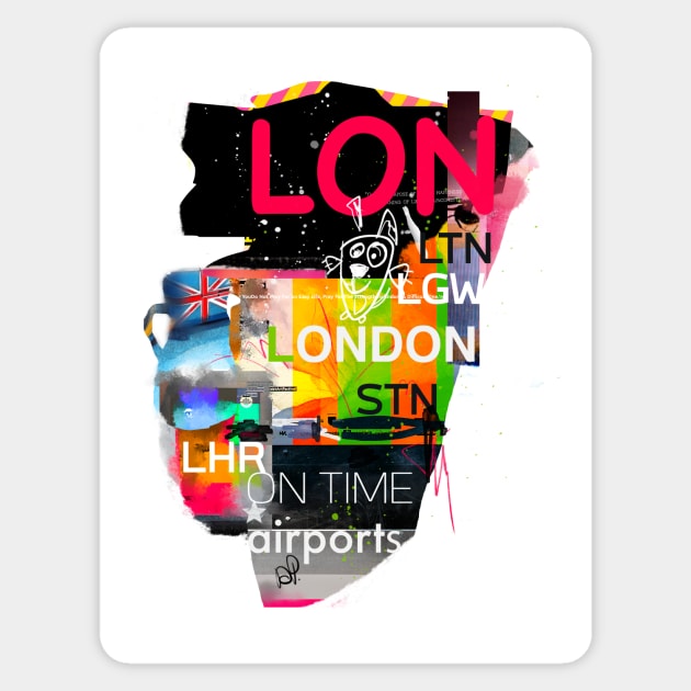 London modern collage design - United Kingdom - Sticker | TeePublic