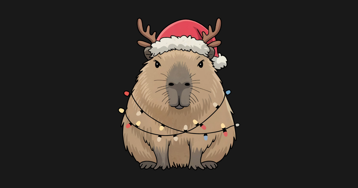 Christmas Lights Capybara Reindeer Cute Capybara Santa Xmas - Santa ...