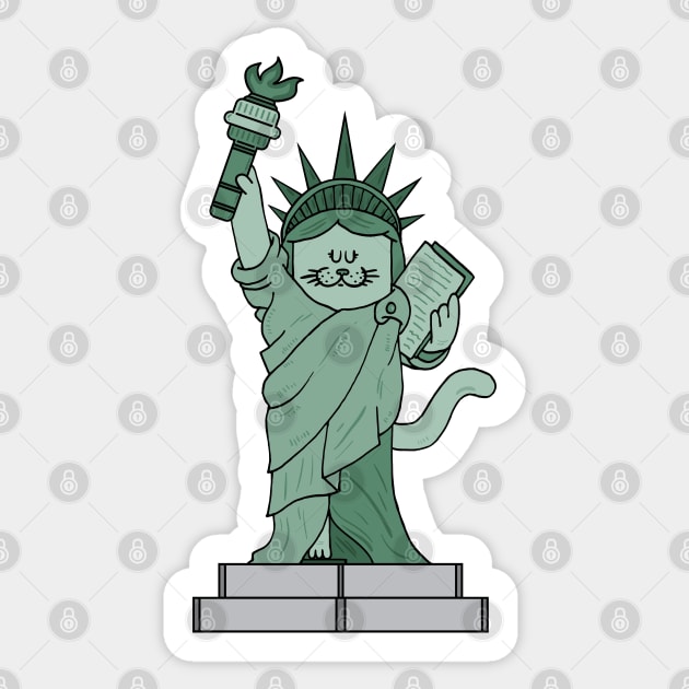 The cat statue of liberty - Statue Of Liberty - Sticker | TeePublic
